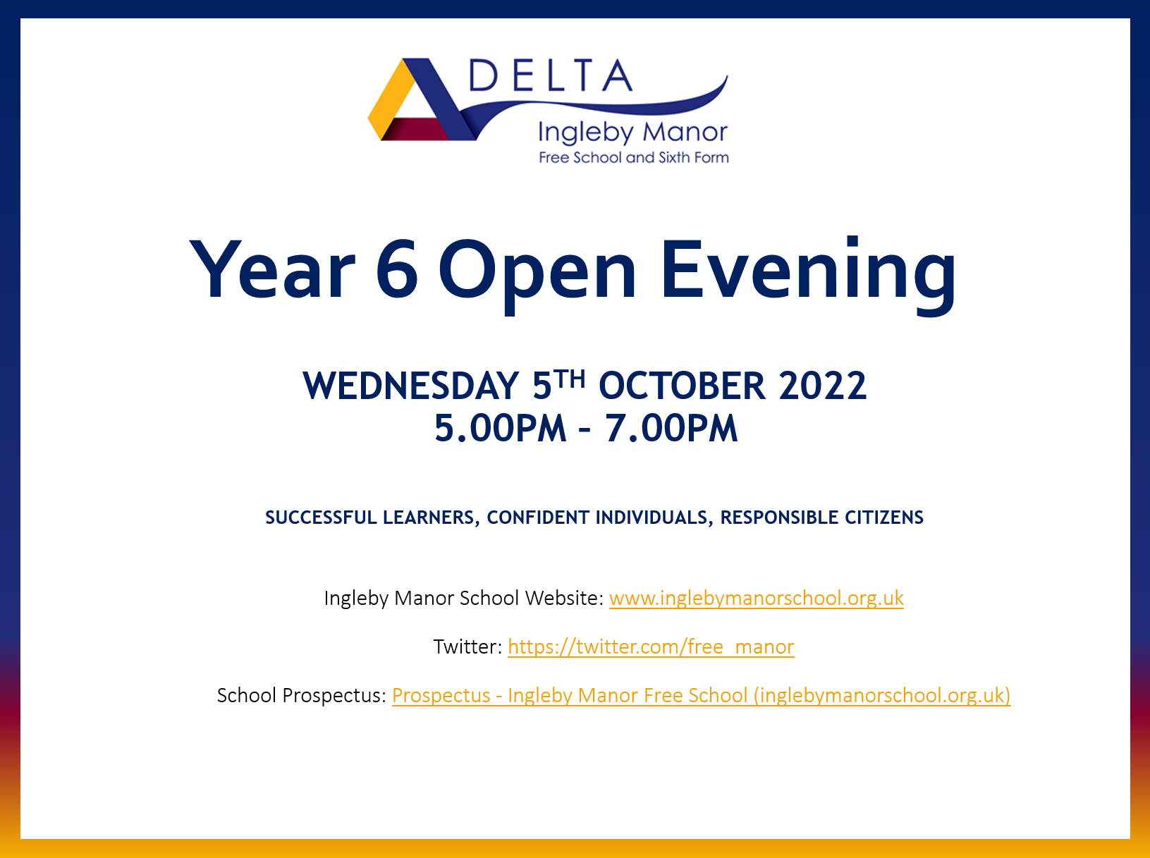 Year 6 Open Evening - Ingleby Manor Free School